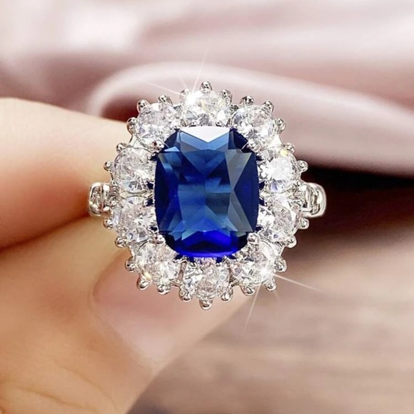 Jewelry | Elegant Blue And Silver Gemstone Ring | Poshmark
